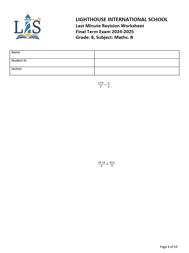 Last Minute Revision Worksheet Before Death Math | PDF | Function ...