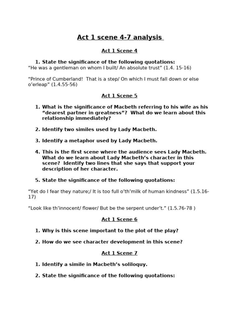Macbeth Act 1 Scene 4-7 | PDF