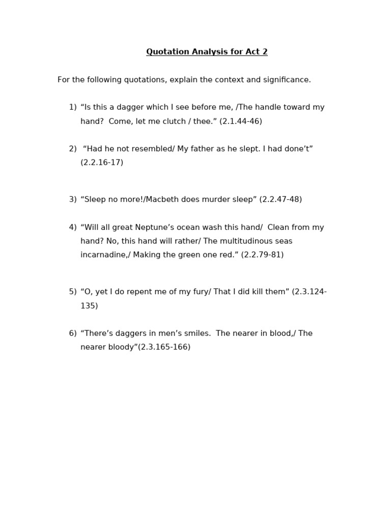 Quotation Analysis For Act 2 | PDF