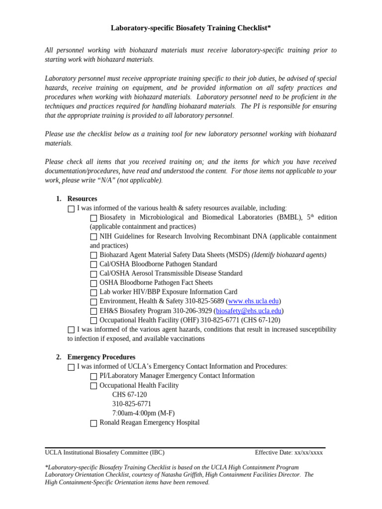 Ibc Lab Specific Training | PDF | Safety | Health Sciences