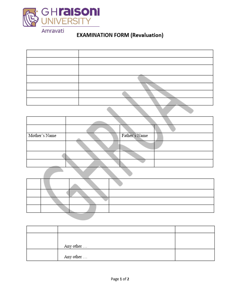 Revaluation Form for Examination Results | PDF