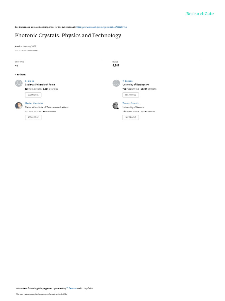 Photonic Crystals Physics and Technology | PDF | Ultrashort Pulse | Light