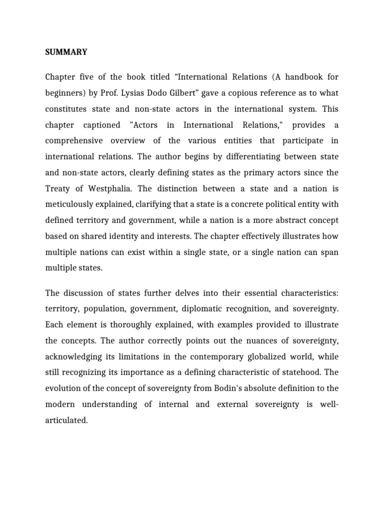Actors in International Relations Explained | PDF | Sovereignty | Concept