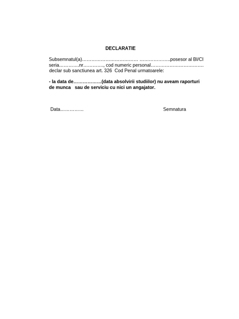 Declaratie Angajat | PDF