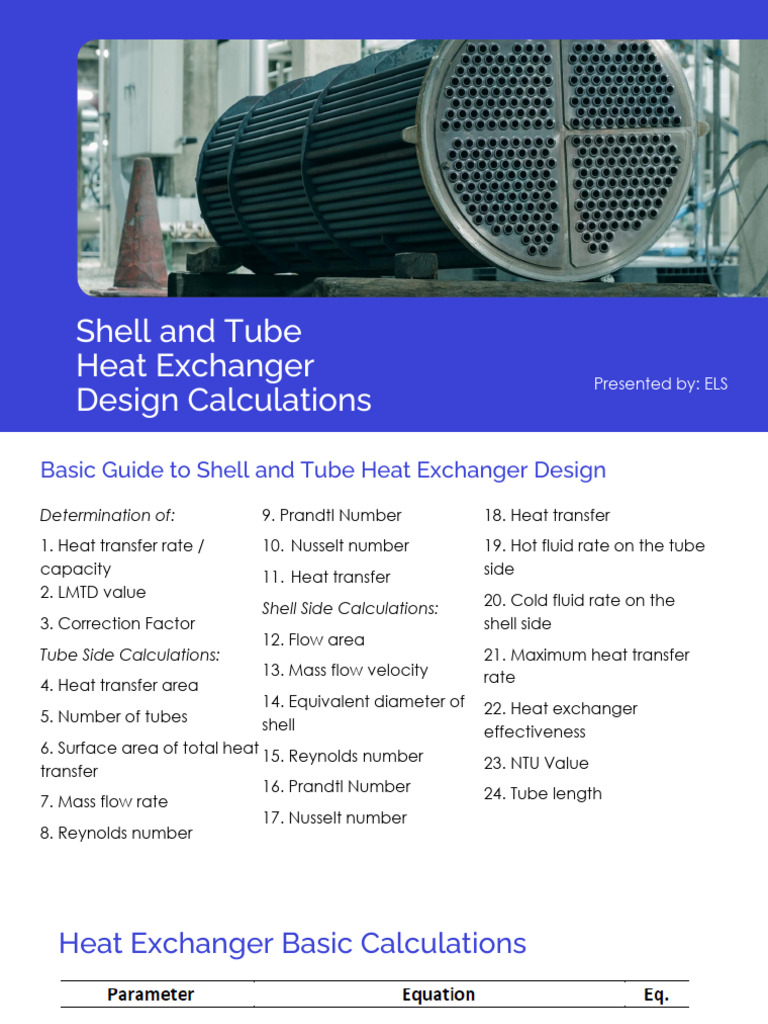 LESSON 3 Shell and Tube Heat Exchanger Design Calculations | PDF | Heat ...