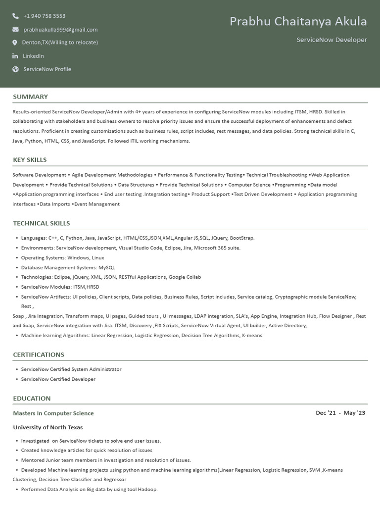 Prabhu Chaitanya Akula Resume | PDF | Machine Learning | Java Script