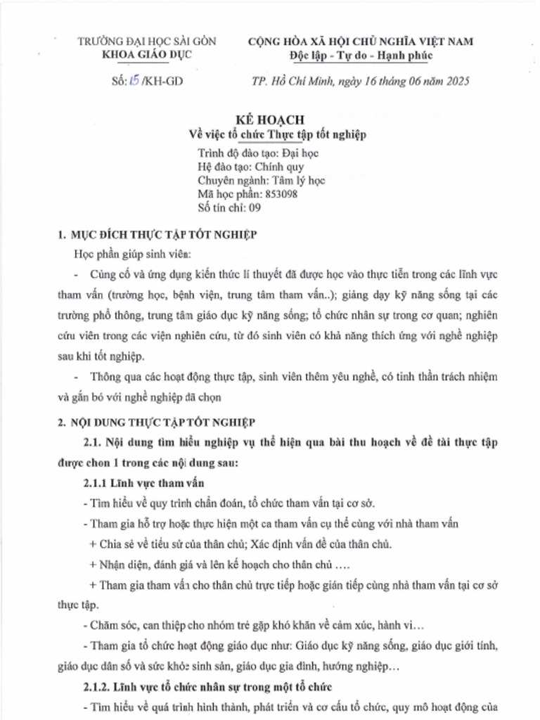 KH Thuc Tap TN | PDF