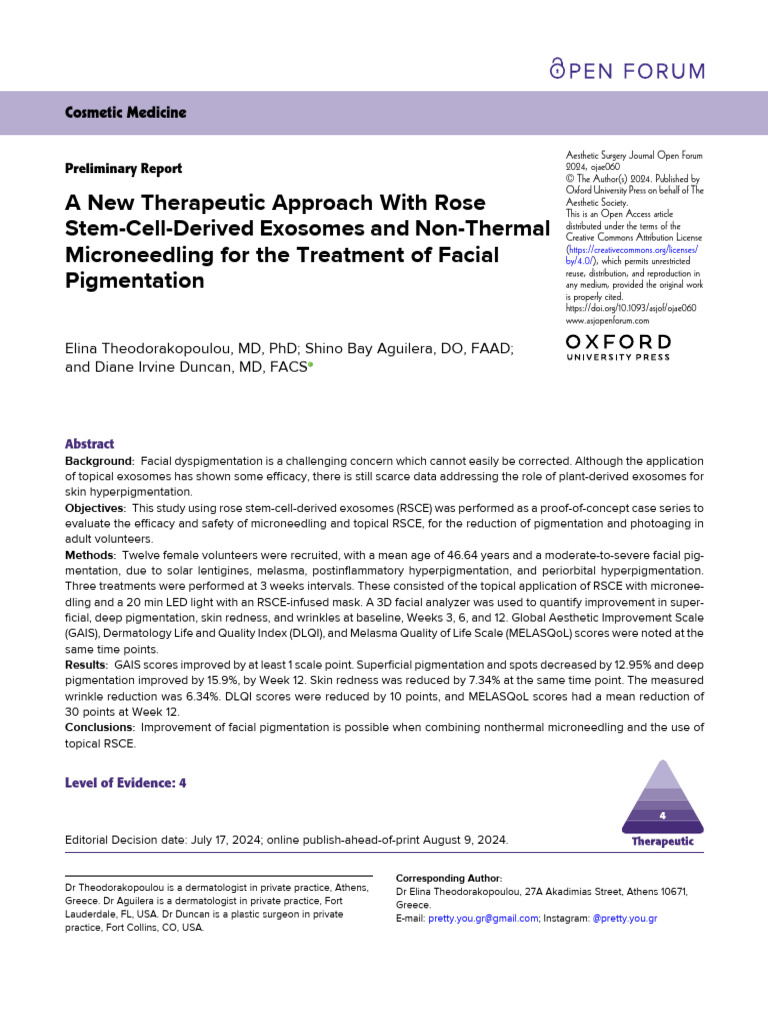 Rose Stem-Cell Exosomes for Pigmentation | PDF | Scar | Skin
