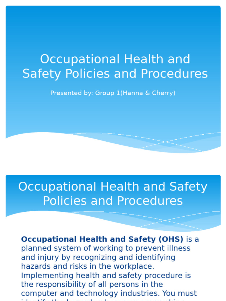 OHS Policies for Computer Safety | PDF | Occupational Safety And Health ...