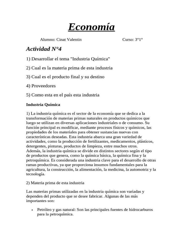 Economía ACT 4 | PDF | Industria química | Petroquímico