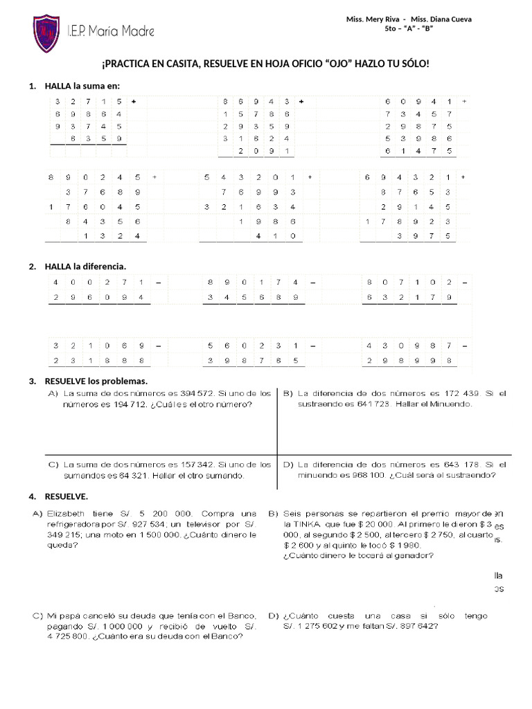 Practica de Matematica | PDF