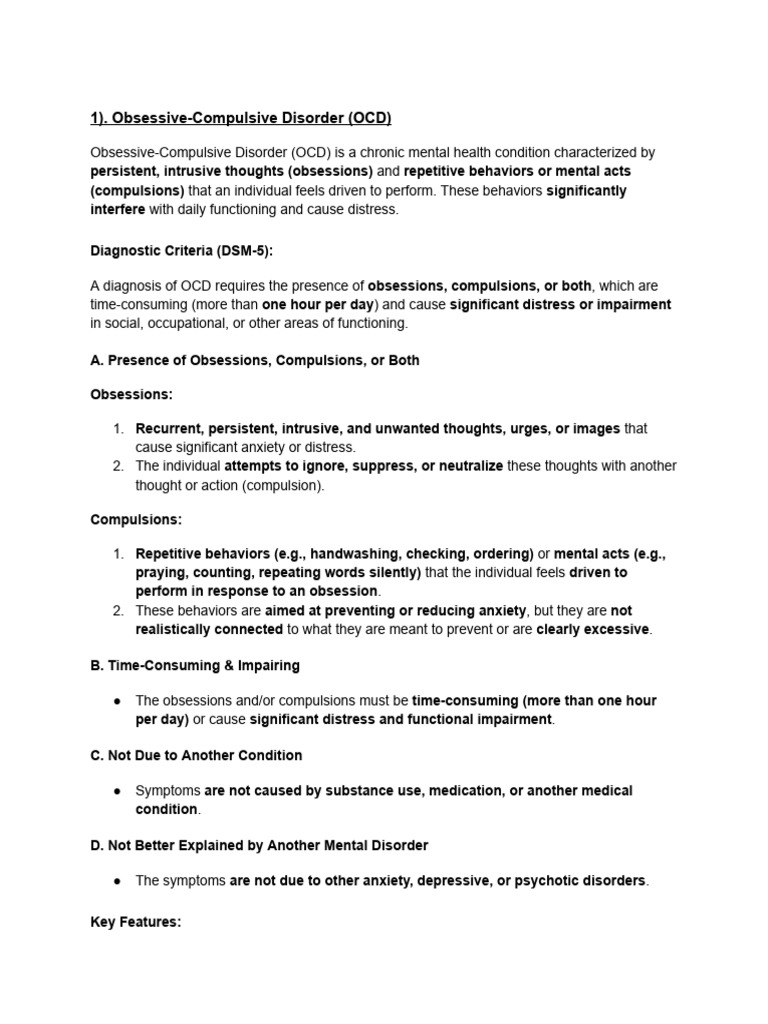 Obsessive-Compulsive and Other Related Disorders | PDF | Obsessive ...