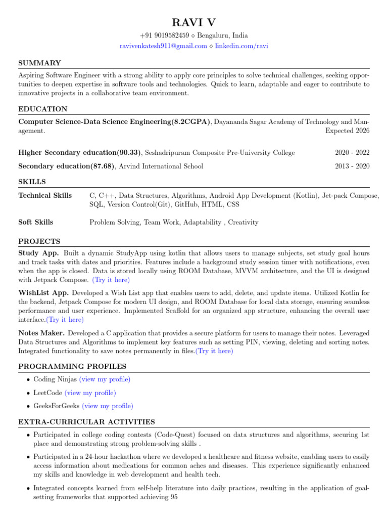 Ravi Venkatesh Resume-1 | PDF | Mobile App | Web Development