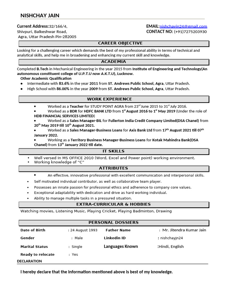 Nishchay CV | PDF