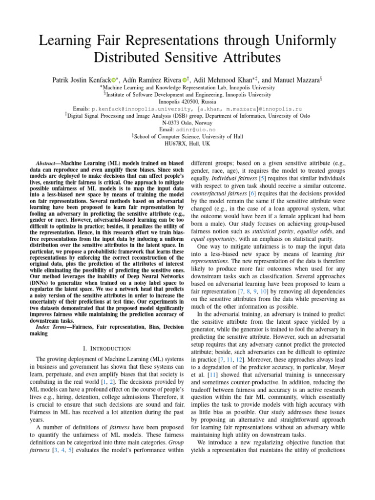 108 Learning Fair Representations | PDF | Deep Learning | Learning