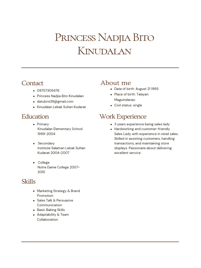 Princess Nadjia Bito Kinudalan | PDF