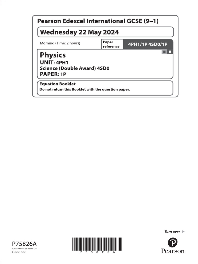 Physics - Equation List For Edexcel IGCSE Boards | PDF
