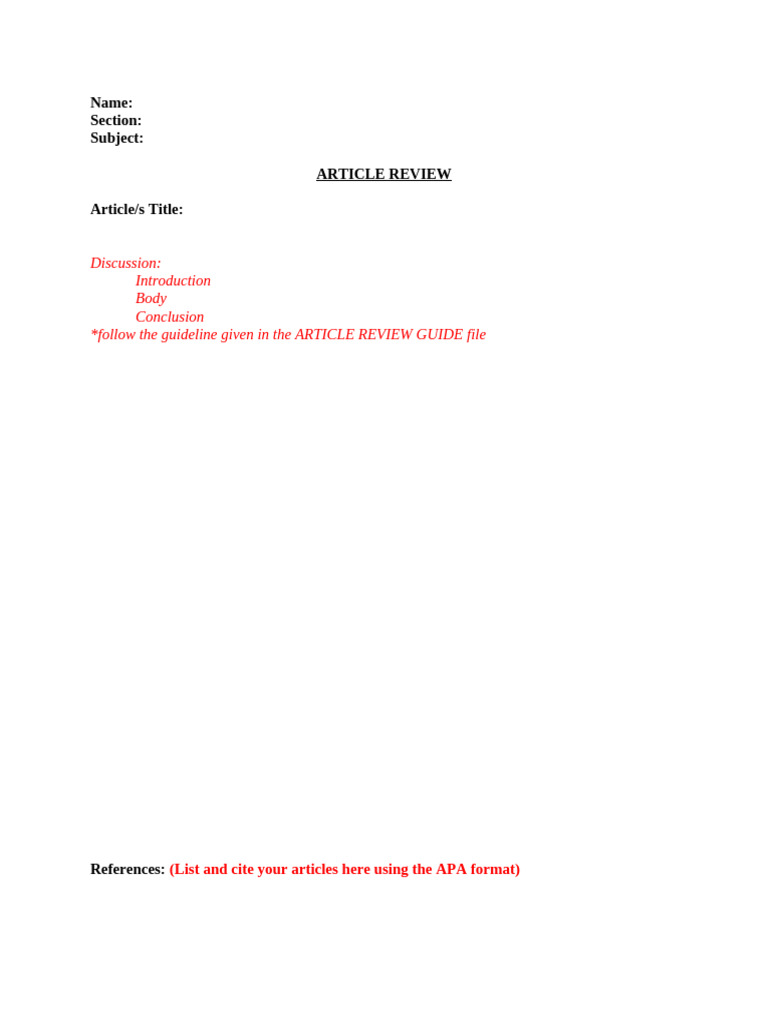 Article Review Format | PDF