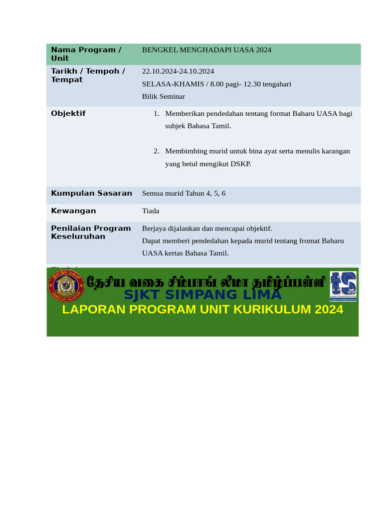 Laporan Bengkel UASA BT 2024 | PDF