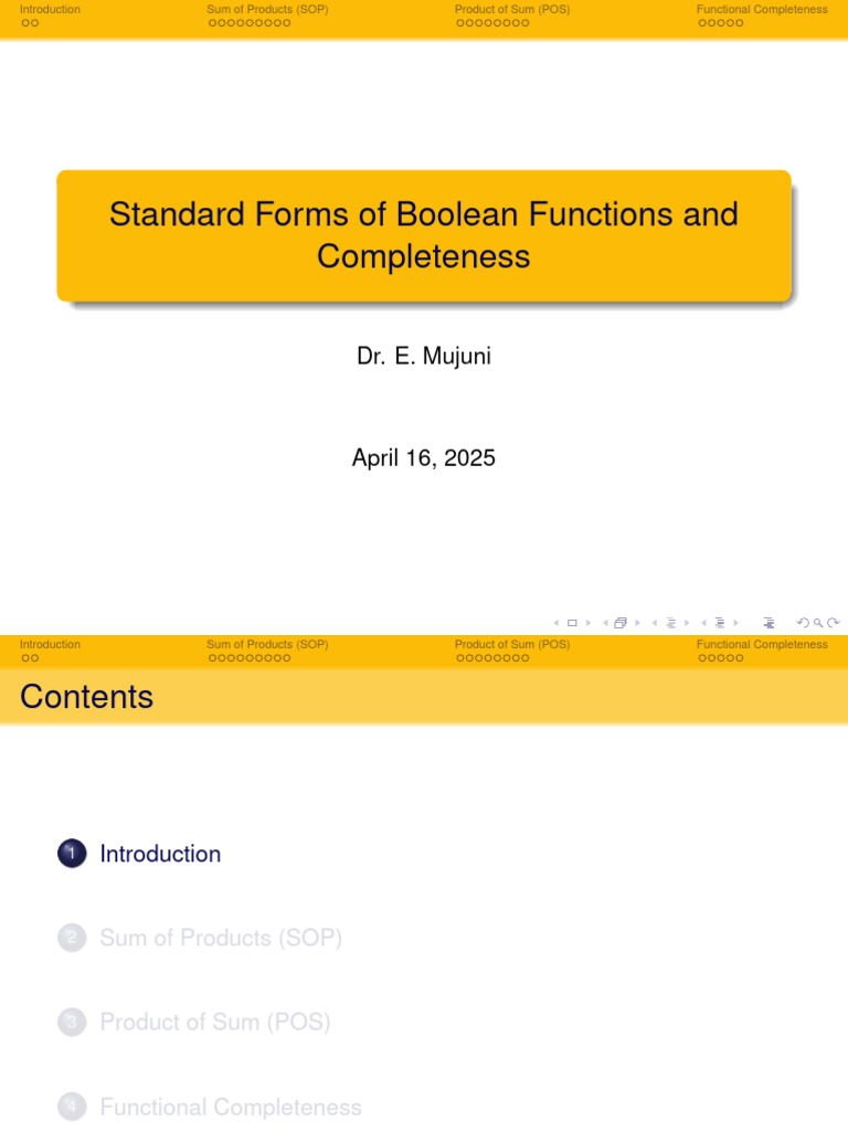 Chapter 1 Standard Forms of Boolean Algebra | PDF | Mathematical Logic | Mathematics
