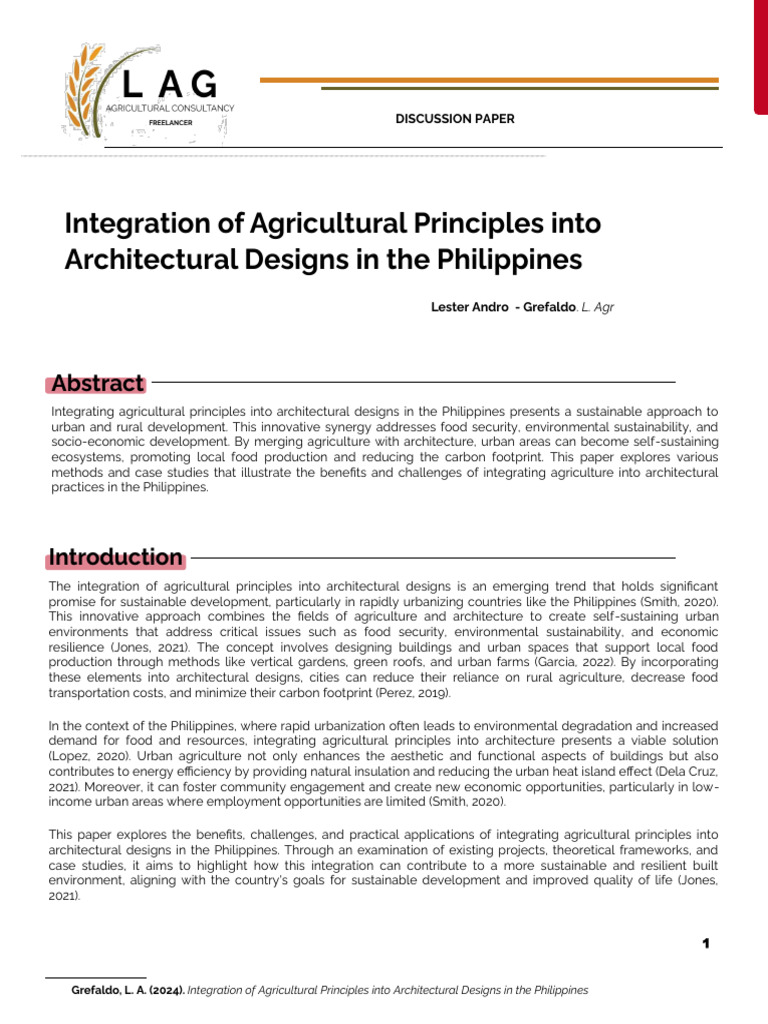 Integration of Agricultural Principles Into Architectural Designs in ...