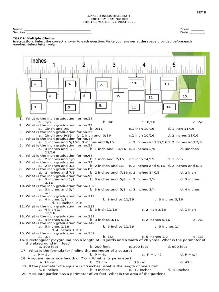Applied Industrial Math Set B | PDF | Foot (Unit) | Area