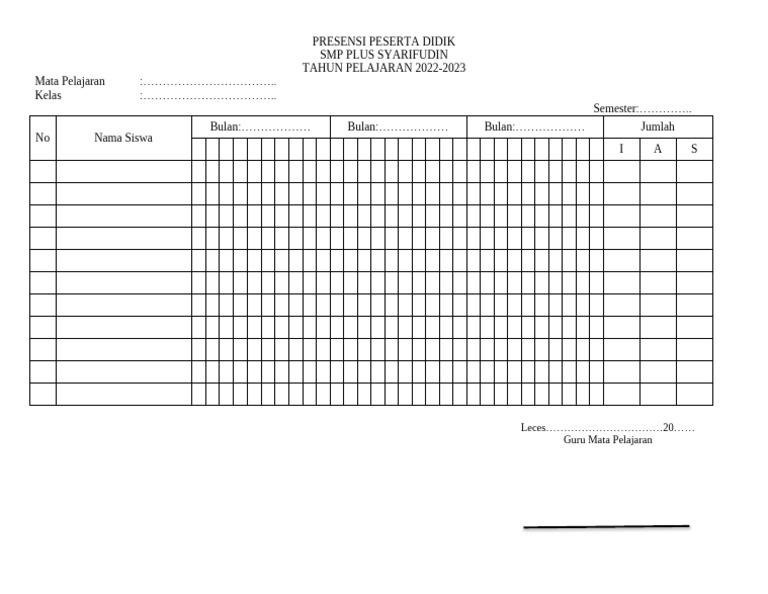 Presensi Peserta Didik | PDF