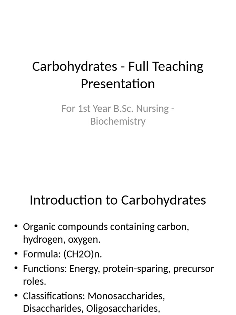 Carbohydrates Full Teaching Presentation | PDF
