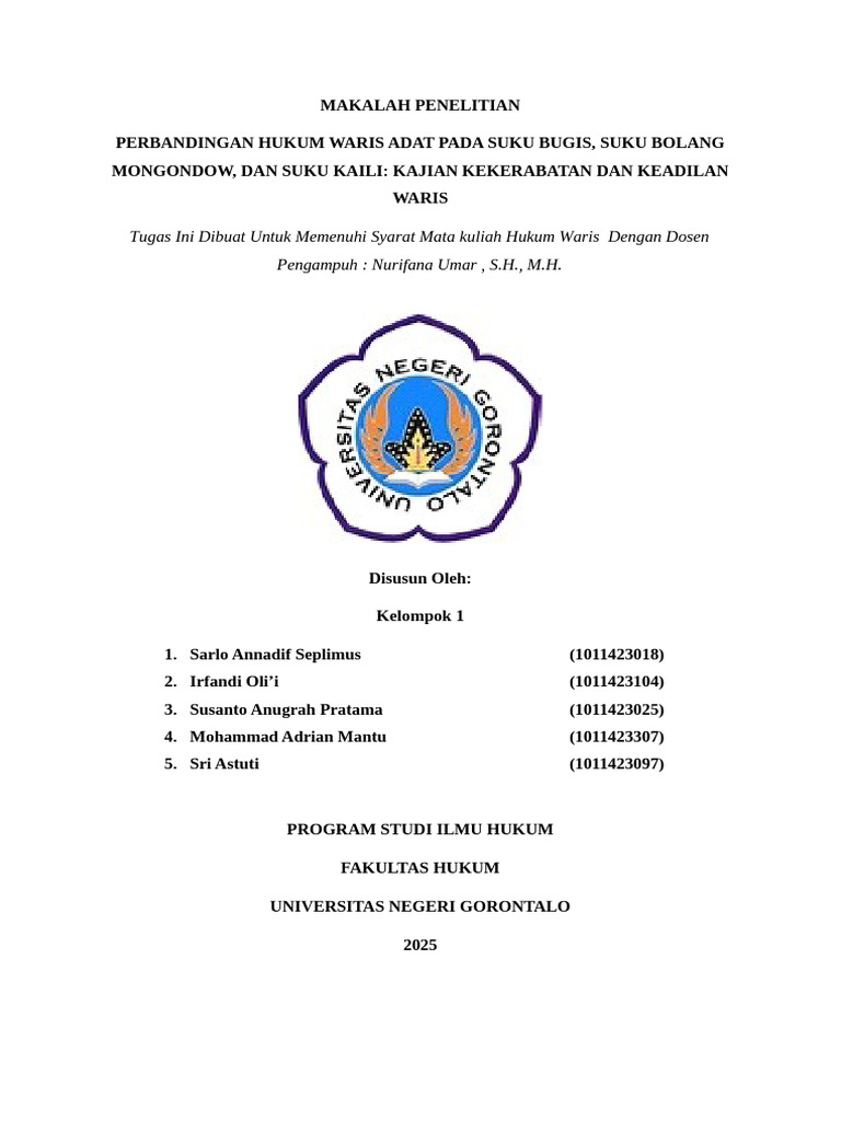 Makalah Penelitian Kel 1 Waris | PDF