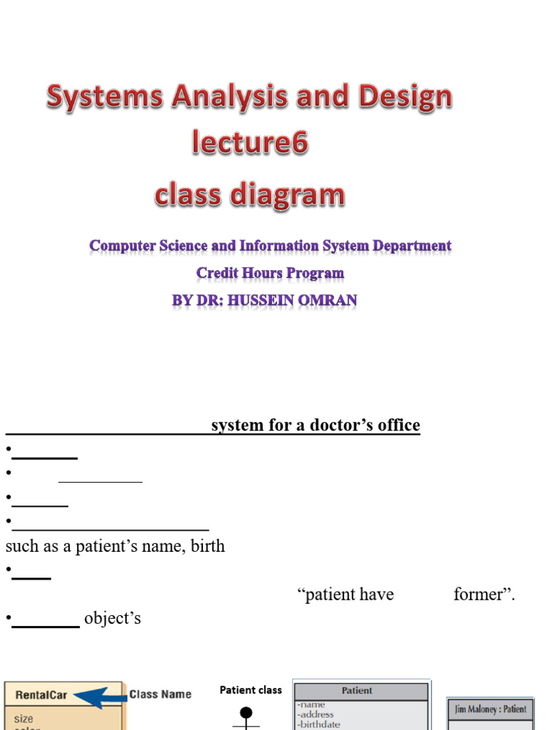 2-System Analysis and Design L6 | PDF | Class (Computer Programming) | Method (Computer Programming)