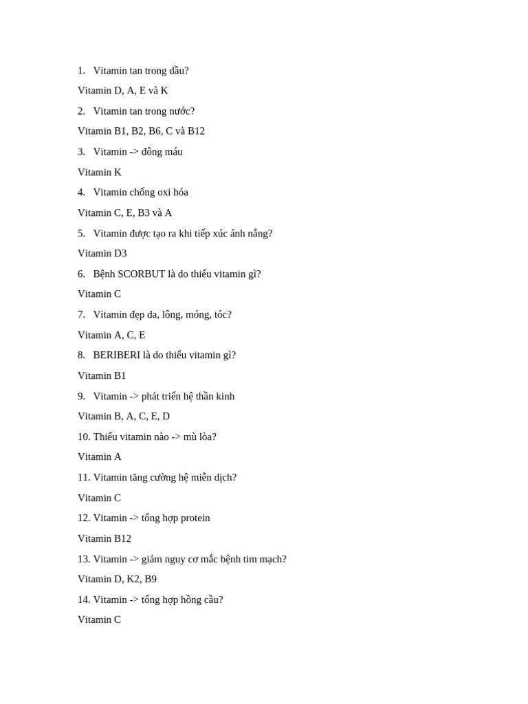 Vitamin Tan Trong Dầu | PDF
