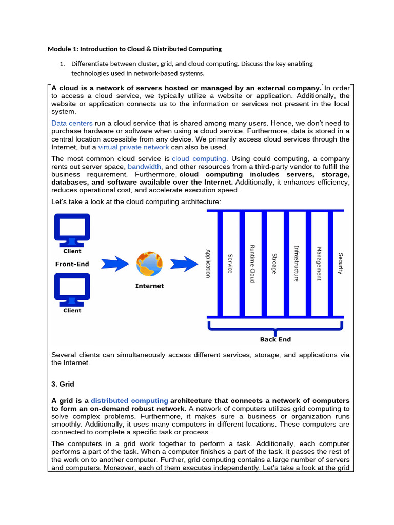 Cloud Computing Important Questions From Pyp and MQP | PDF | Peer To Peer | Computer Cluster