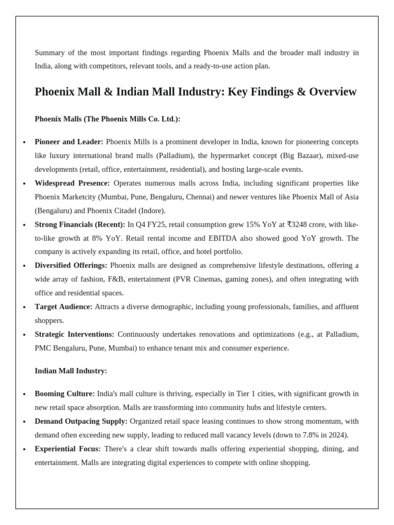 Phoenix Malls: Insights & Competitor Analysis | PDF | Retail | Shopping ...