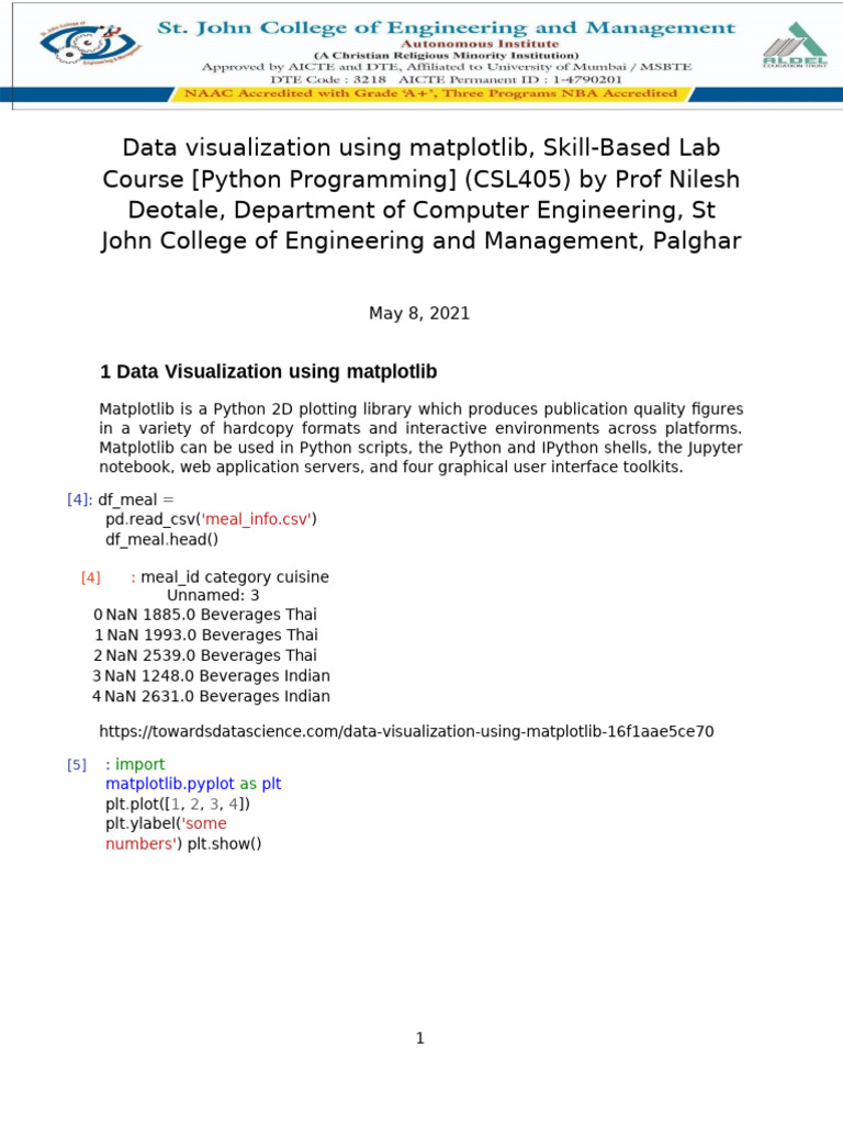 Swarang Raut EDVA - Experiment - 2 - Data Visualization Using Mat Plot Lib | PDF | Python ...