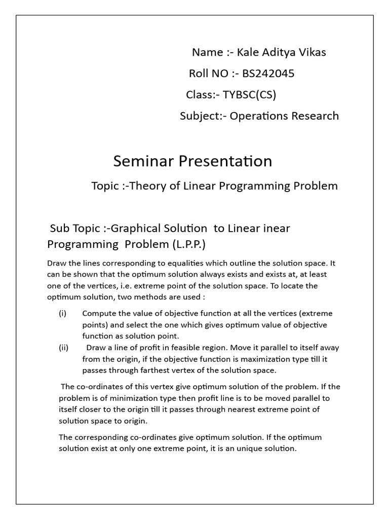 Linerar Programinng Problem | PDF | Mathematical Optimization | Linear Programming