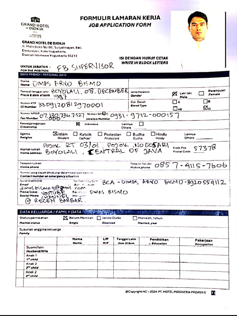 Dimas Job Application Form | PDF