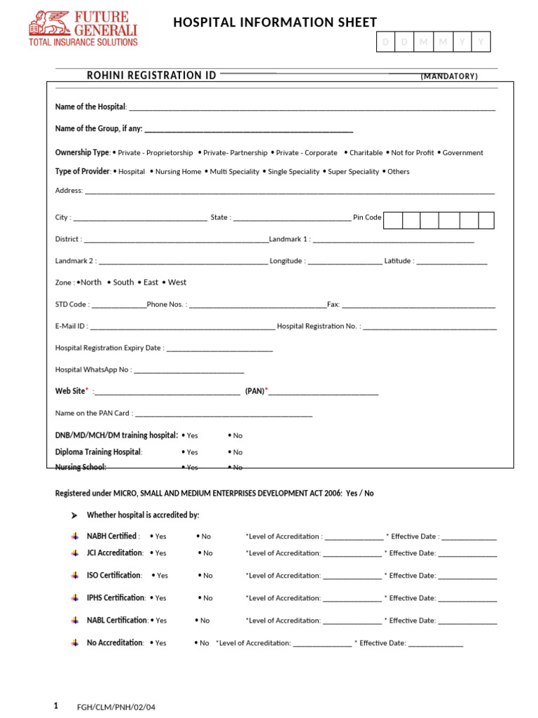 Hospital Information Sheet Template | PDF | Intensive Care Unit | Hospital