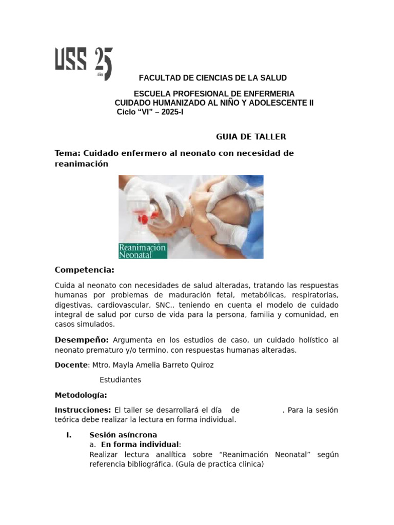 Guia Educativa N 03.1 RCP Neonatal 2025-I | PDF | Parto | Reanimación ...