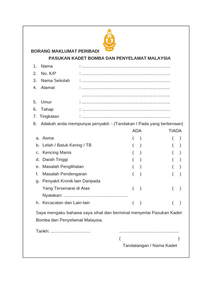 Borang Maklumat Peribadi | PDF