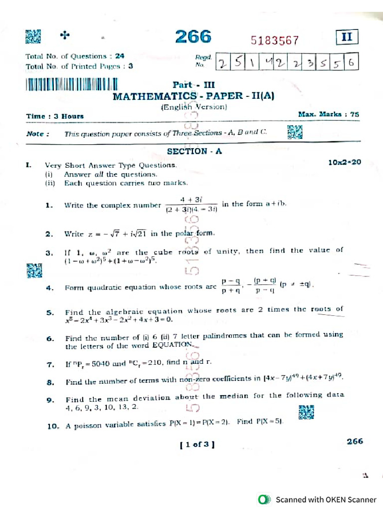 AP March2025 Maths-2a QP | PDF
