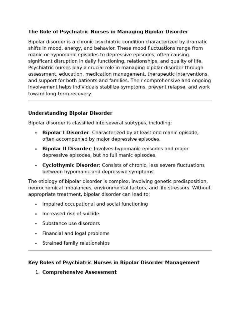 Psychiatric Nurses in Bipolar Disorder Care | PDF | Bipolar Disorder ...