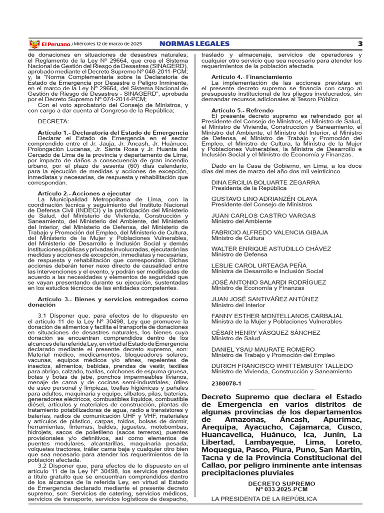 DS 033 2025 PCM | PDF | Ministerio (Departamento de Gobierno) | Gobierno