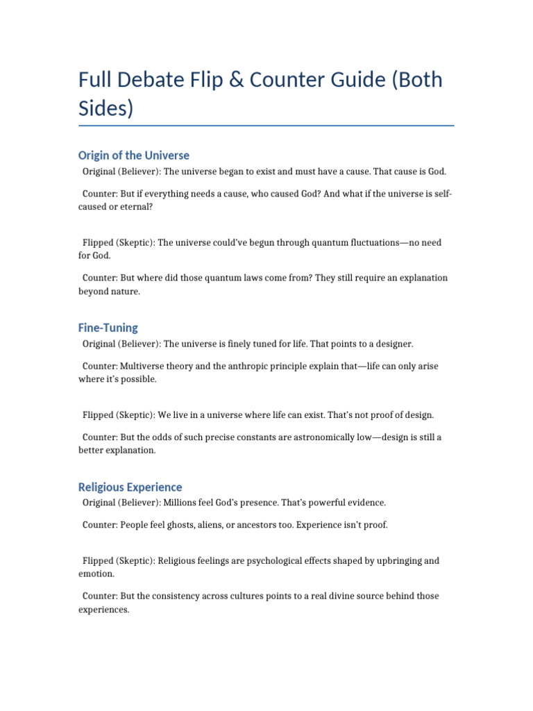 Debate Flip Counter Both Sides FULL | PDF | God | Universe