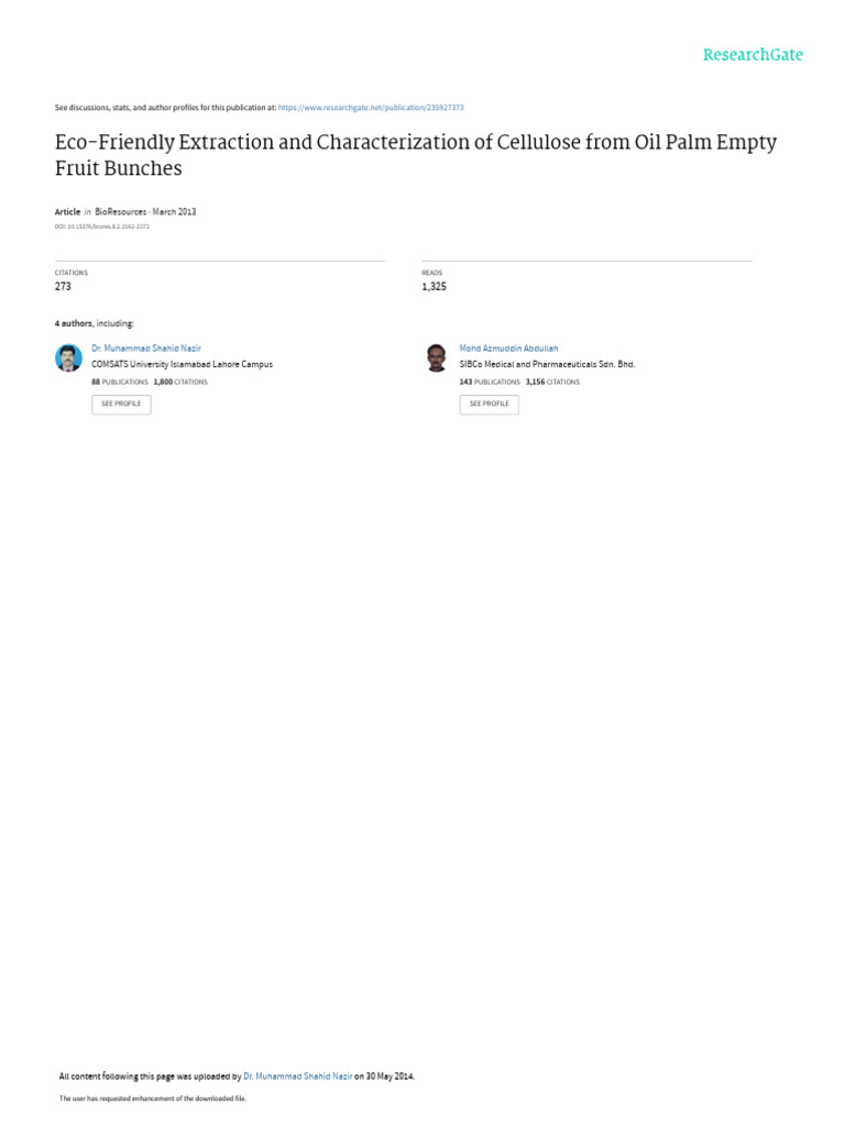 Eco-Friendly Extraction and Characterization of Cellulose From Oil Palm ...