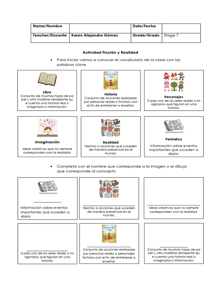 Actividad Ficción y Realidad Rafael (1 Copia) | PDF