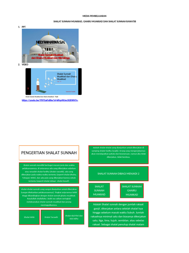 Panduan Shalat Sunnah Muakkad dan Ghairu | PDF