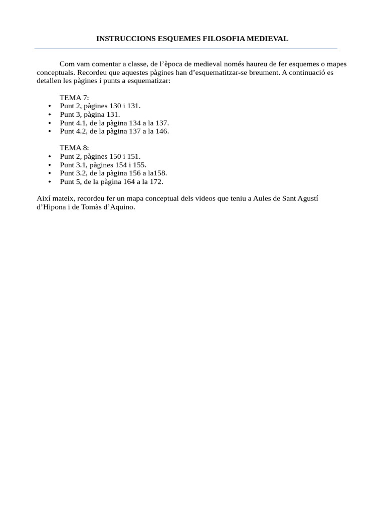 Instruccions Esquemes Filosofia Medieval | PDF