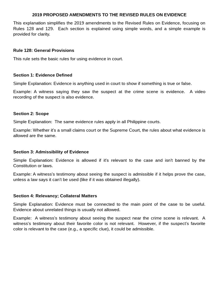 2019 Amendments to Evidence Rules | PDF | Witness | Evidence (Law)