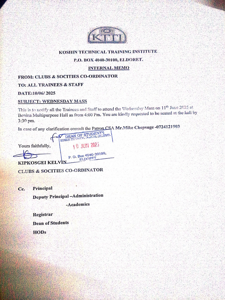 Memo Wednesday Mass June 2025 | PDF