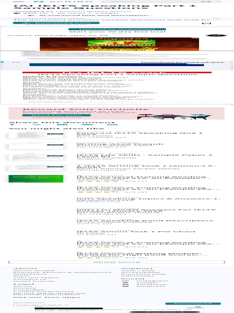 (A) IELTS Speaking Part 1 Sample Questions PDF Learning | PDF ...